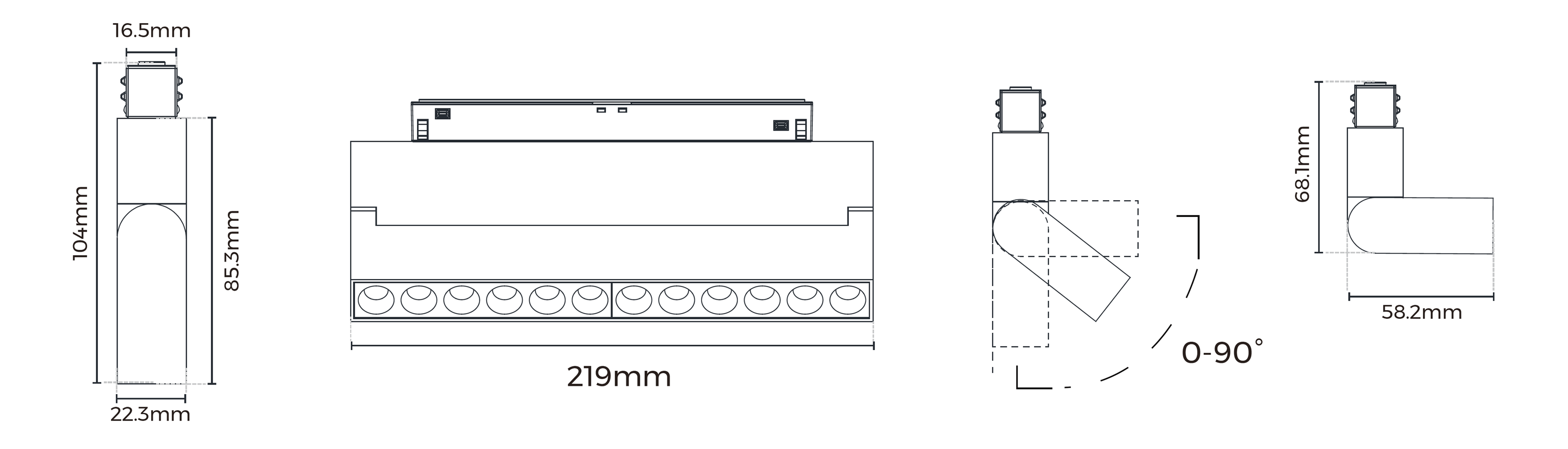 Linear Module-Grating-12W Black