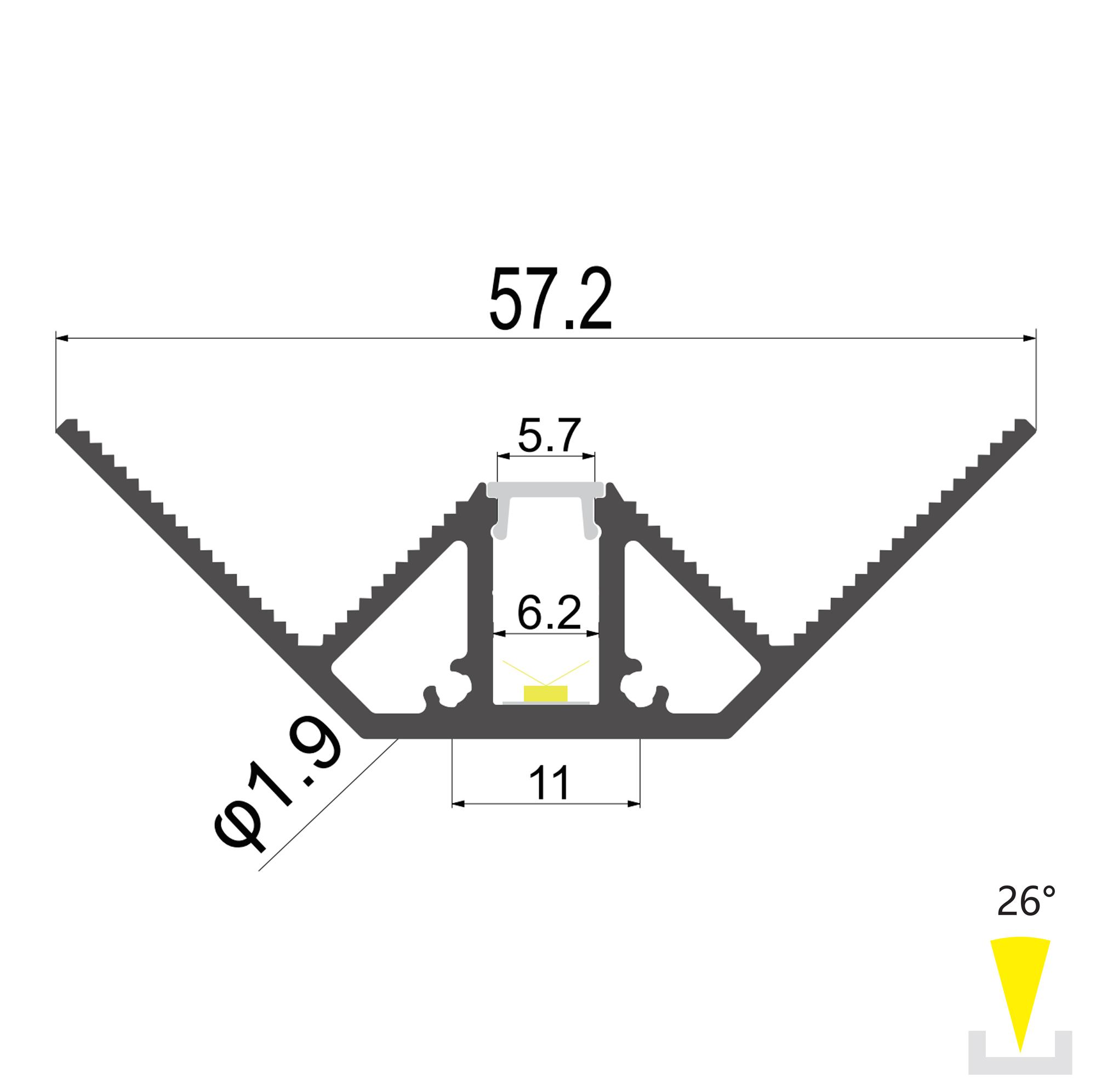 2M Internal Corner Trimless Aluminium Profile