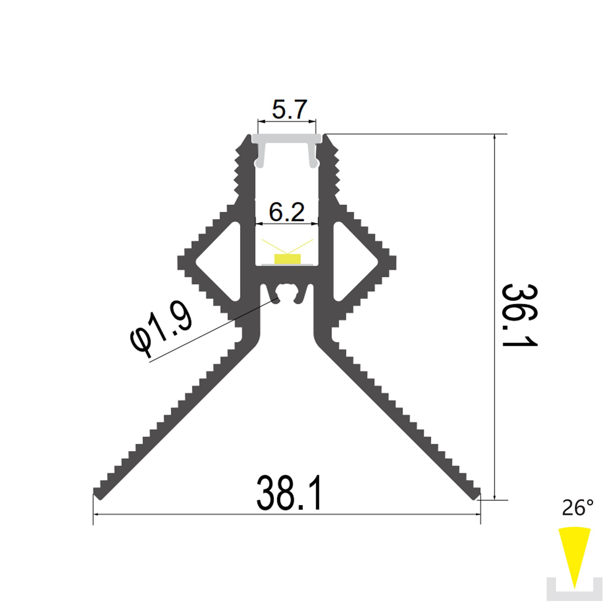 2M External Corner Trimless Aluminium Profile